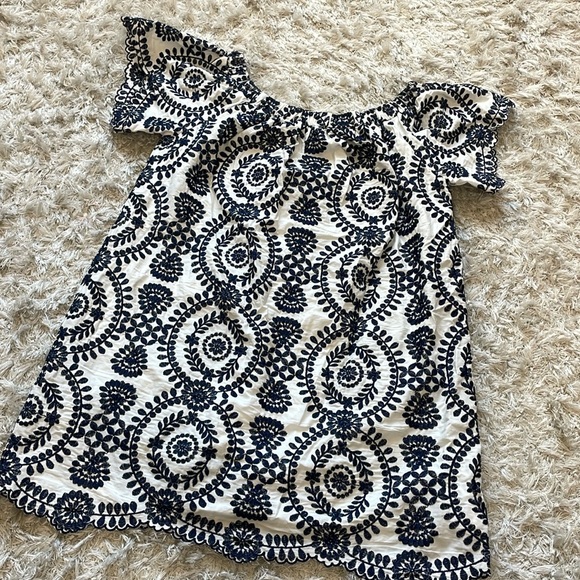 entro | Dresses | Entro Brand Off The Shoulder Navy White Embroidered ...